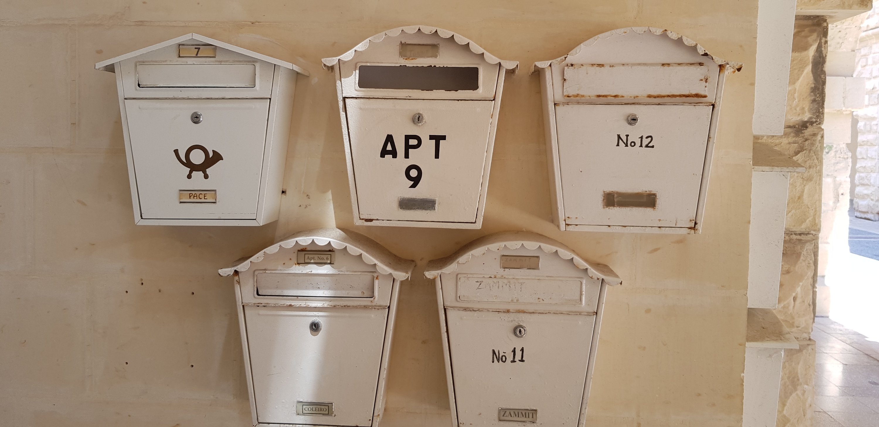 Letter boxes in Malta.